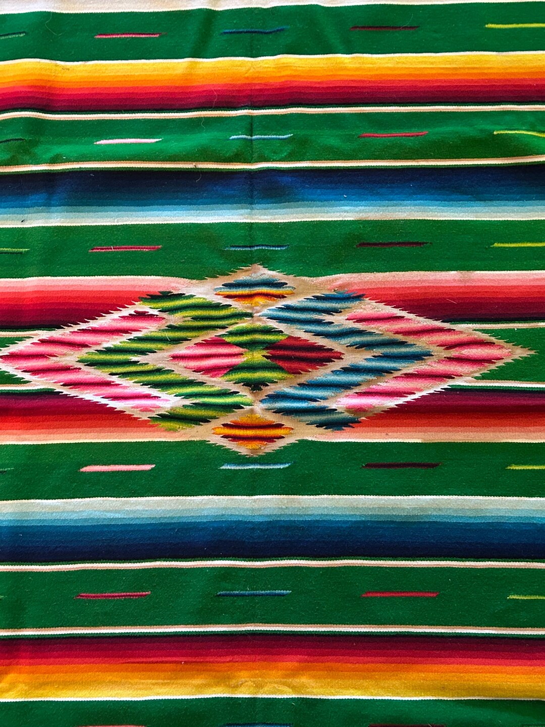 Antique Beautiful Mexican Serape Wool and Silk Blanket Rug With ...