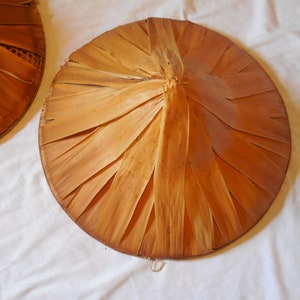 Two Large Vintage Asian Hand Made Bamboo Rice Paddy Farmers Straw Hats ...