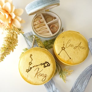 Constellation Jewelry Box Mini, Round Jewelry Case, 100% Italian Velvet ...