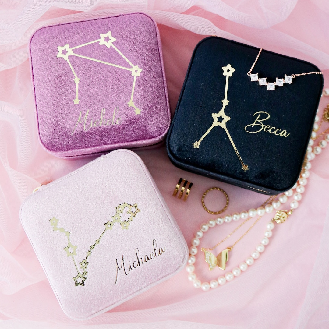 Birth Constellation Jewelry Box Velvet, Jewelry Case, Italian Velvet ...