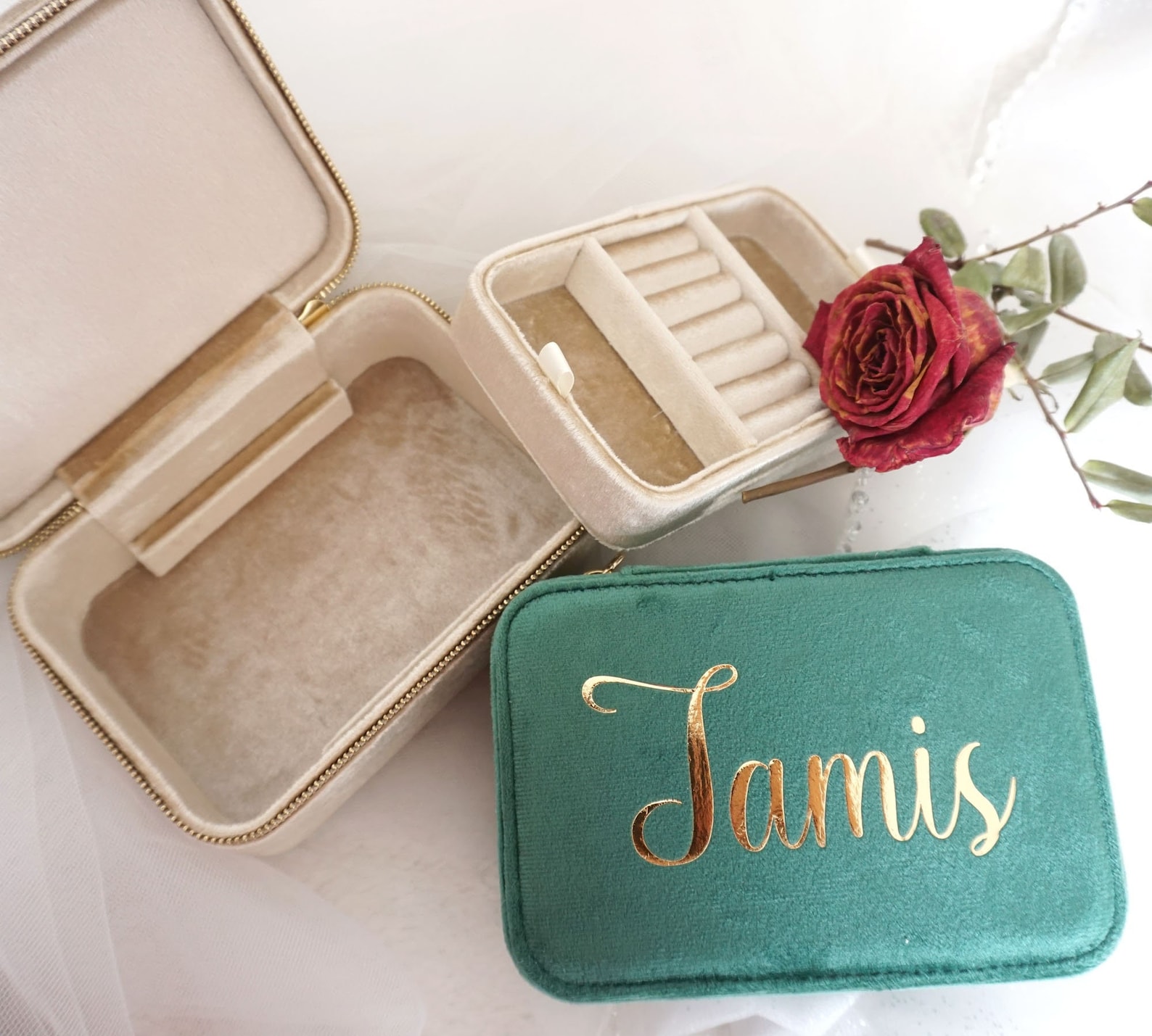 Two-tier Box High Italian Velvet Personalized Medium Jewelry - Etsy