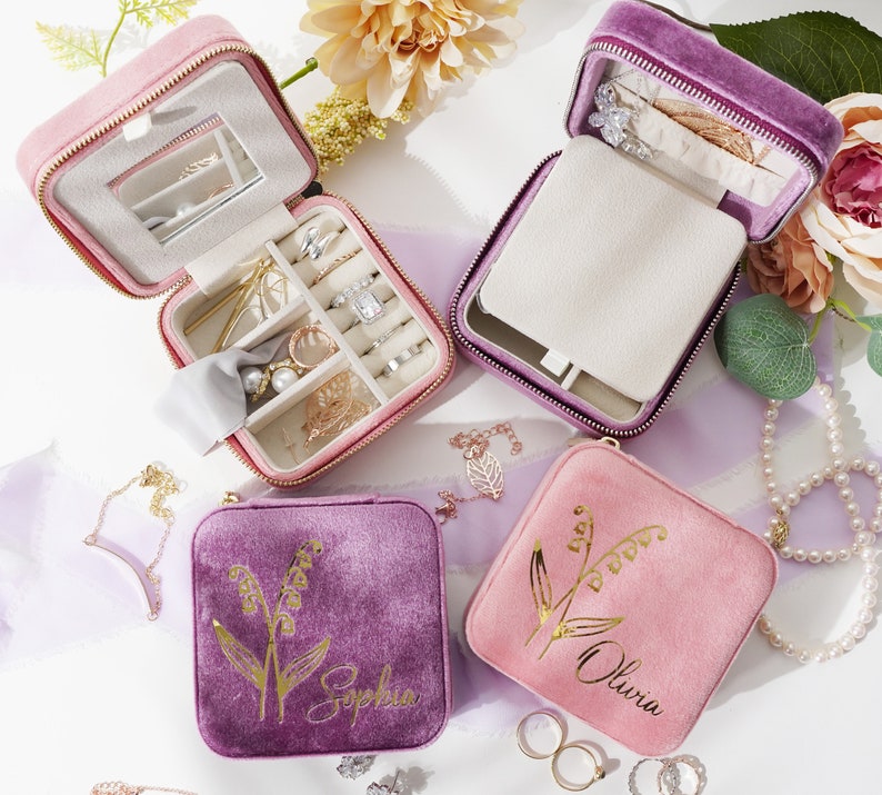 Birth Month Flower Jewelry Case Personalized Birth Flower - Etsy