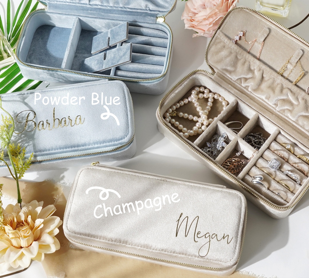 Velvet Interior Jewelry Box, 100% Italian Velvet Jewelry Travel Case ...