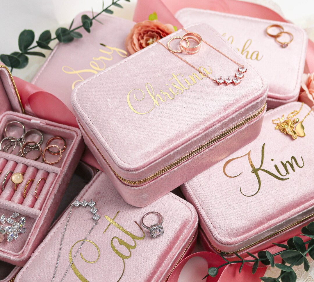 Two-tier Box, High Italian Velvet, Personalized Medium Jewelry Box ...