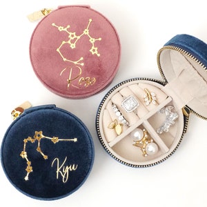 Constellation Jewelry Box Mini, Round Jewelry Case, 100% Italian Velvet ...