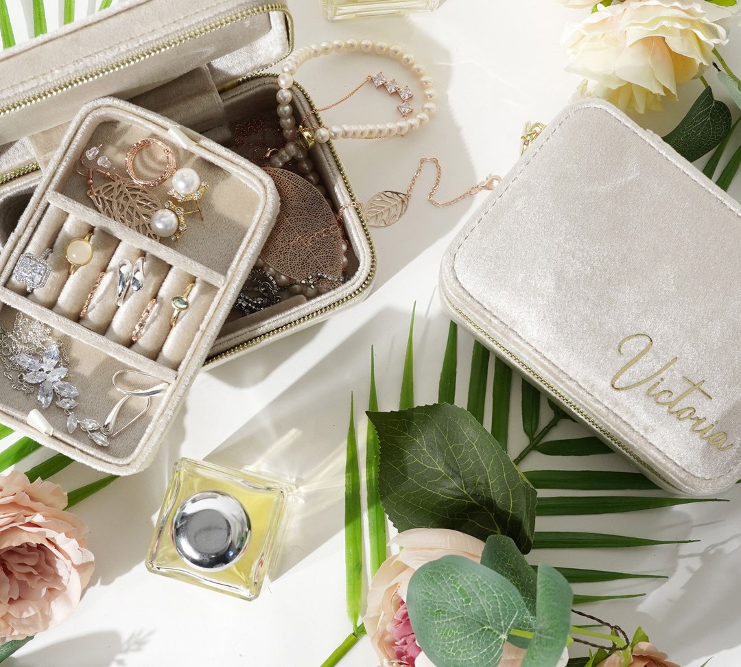 Two-tier Box High Italian Velvet Personalized Medium Jewelry - Etsy