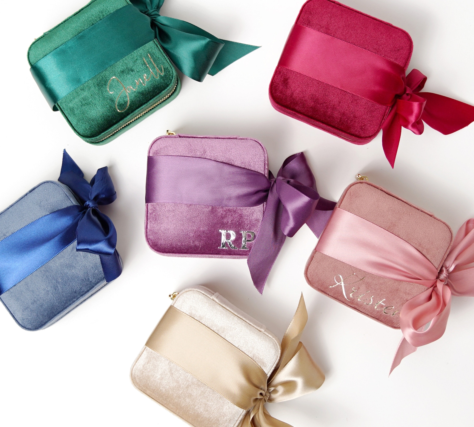 Satin Ribbon With Mirror Jewelry Box, Italian Velvet Personalized ...