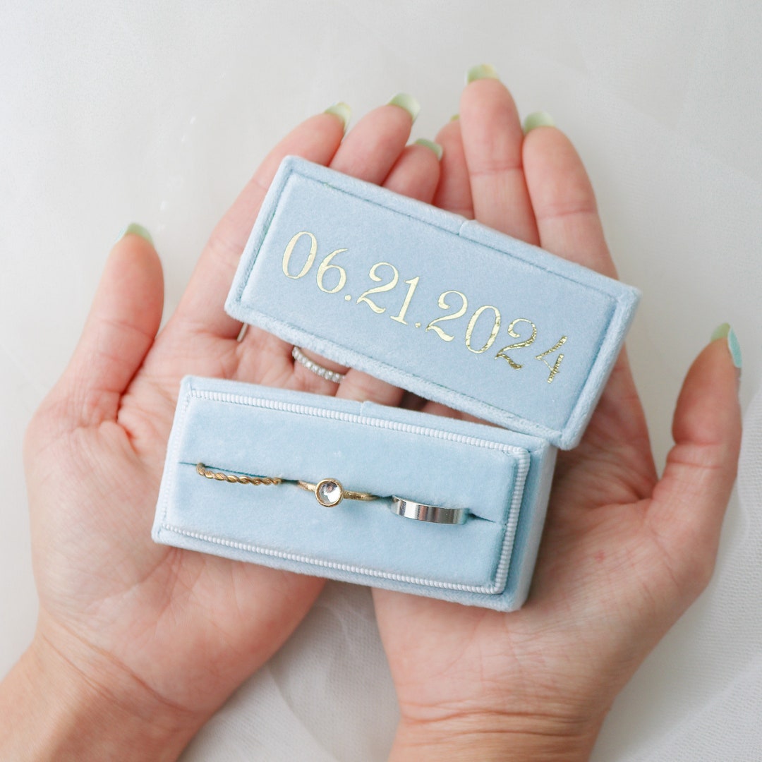 Custom 3-rings Rectangular Velvet Box, Triple/double/single Ceremony ...