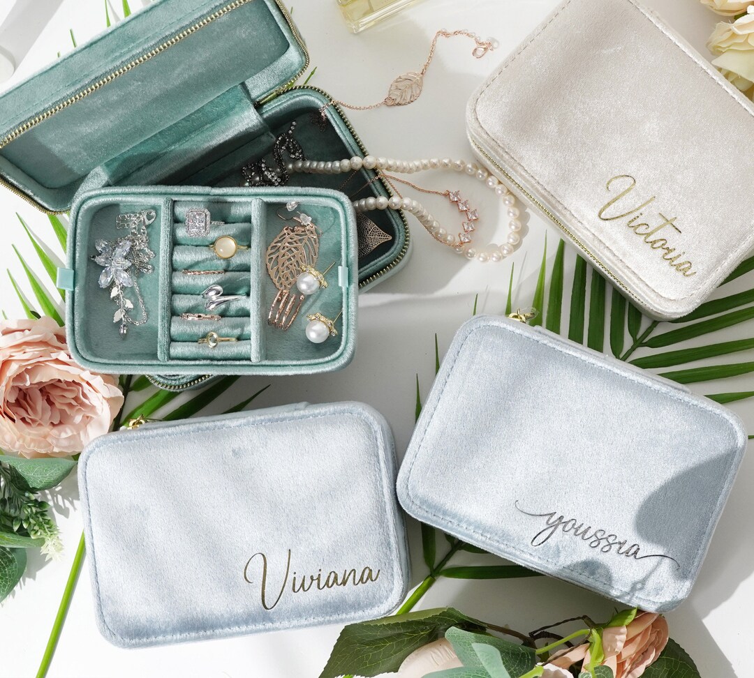 Two-tier Box, High Italian Velvet, Personalized Medium Jewelry Box ...