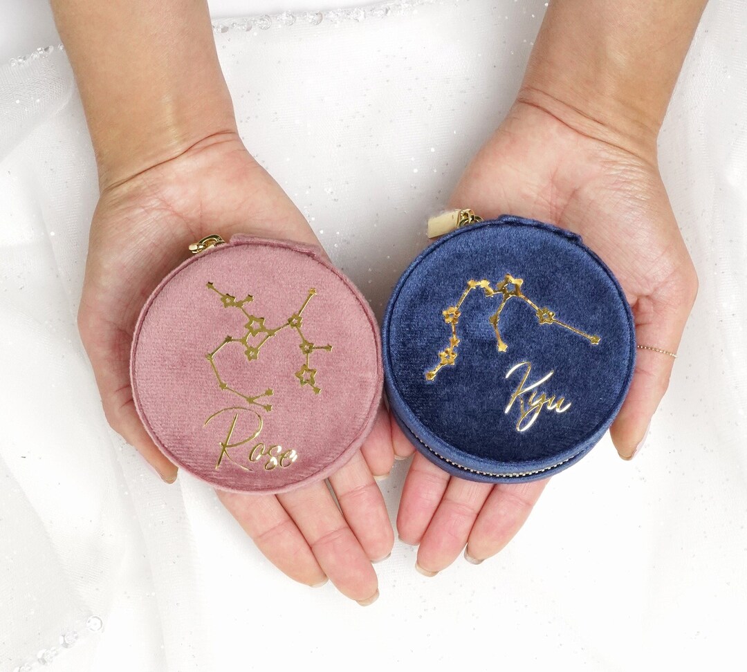 Constellation Jewelry Box Mini, Round Jewelry Case, 100% Italian Velvet ...