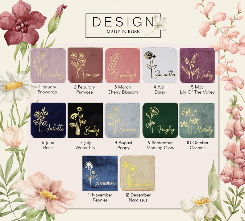 Birth Month Flower Jewelry Case Personalized Birth Flower - Etsy