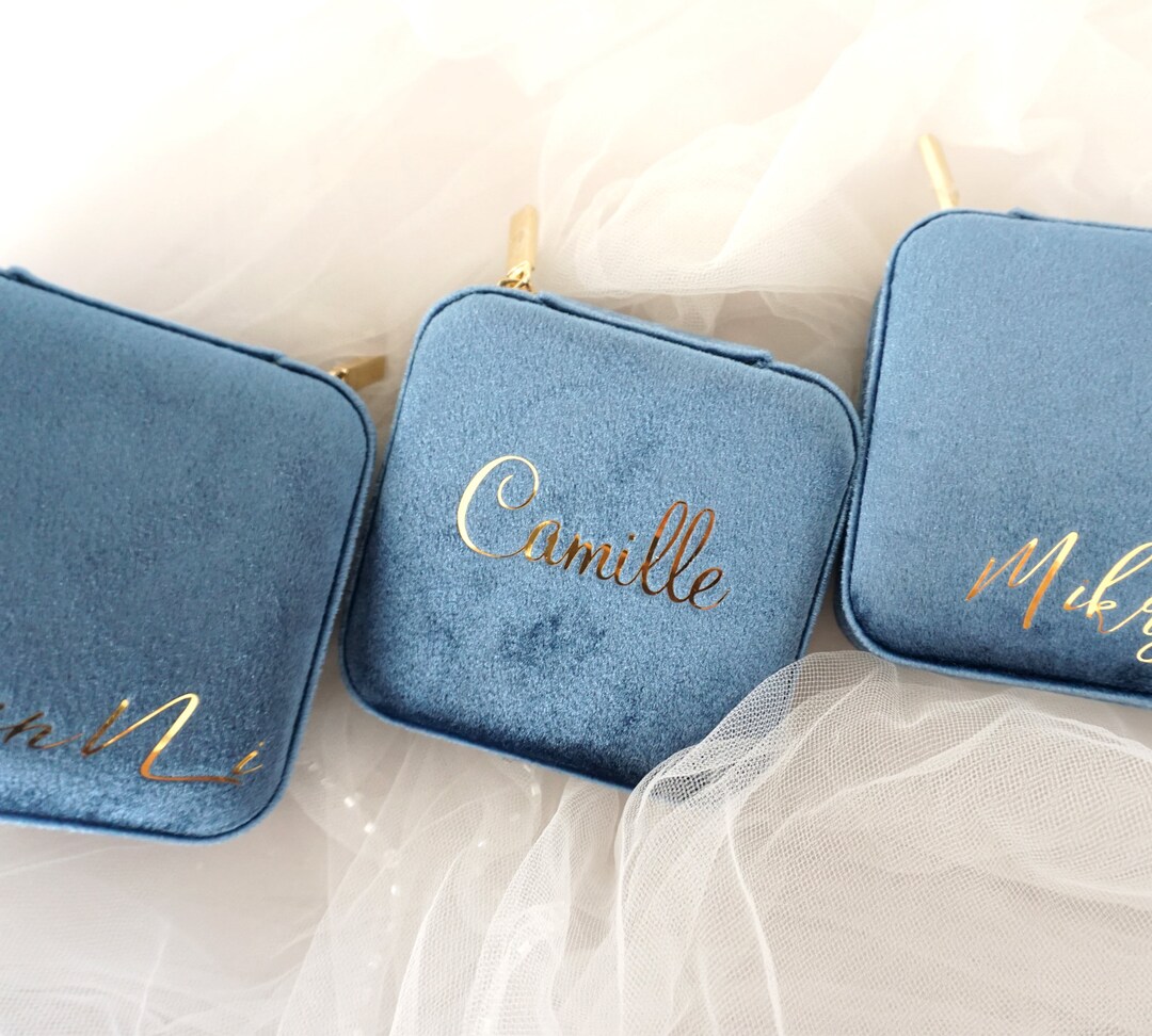 Italian Velvet Personalized Jewelry Box, Inside Suede, Christmas ...