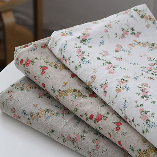 Floral Linen Fabric - Etsy
