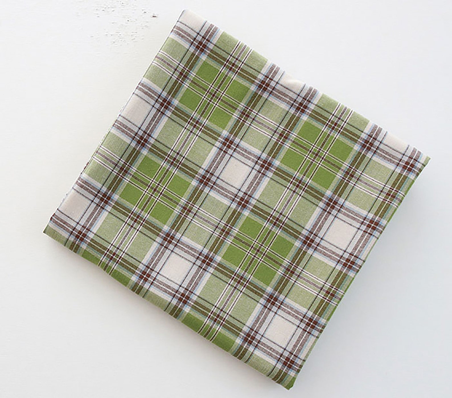 Vintage Green Check Washed Cotton by the Yard Made in Korea - Etsy