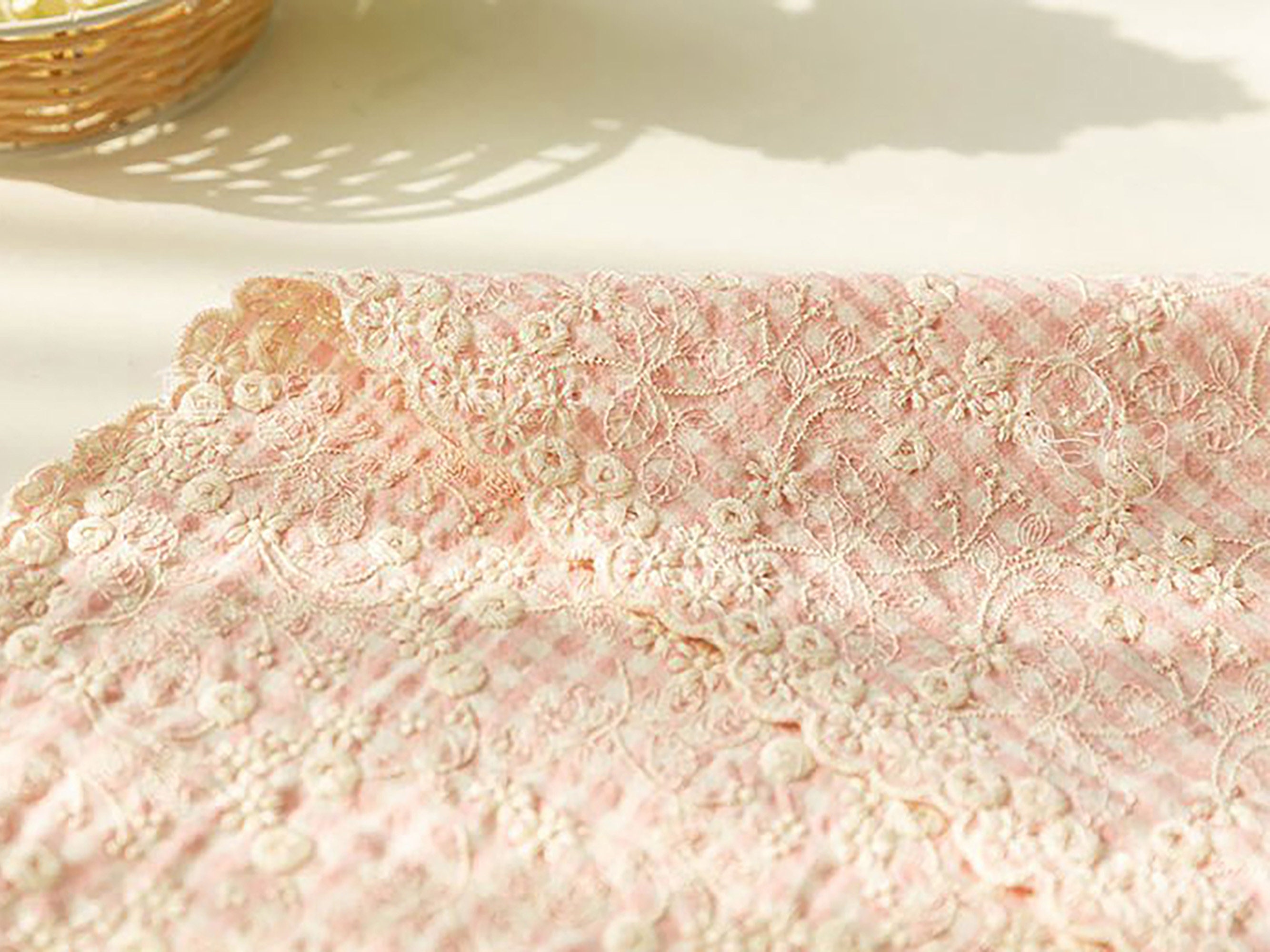 Evening Flowers | Floral Emboridered Fabric by the Yard, Floral Border ...