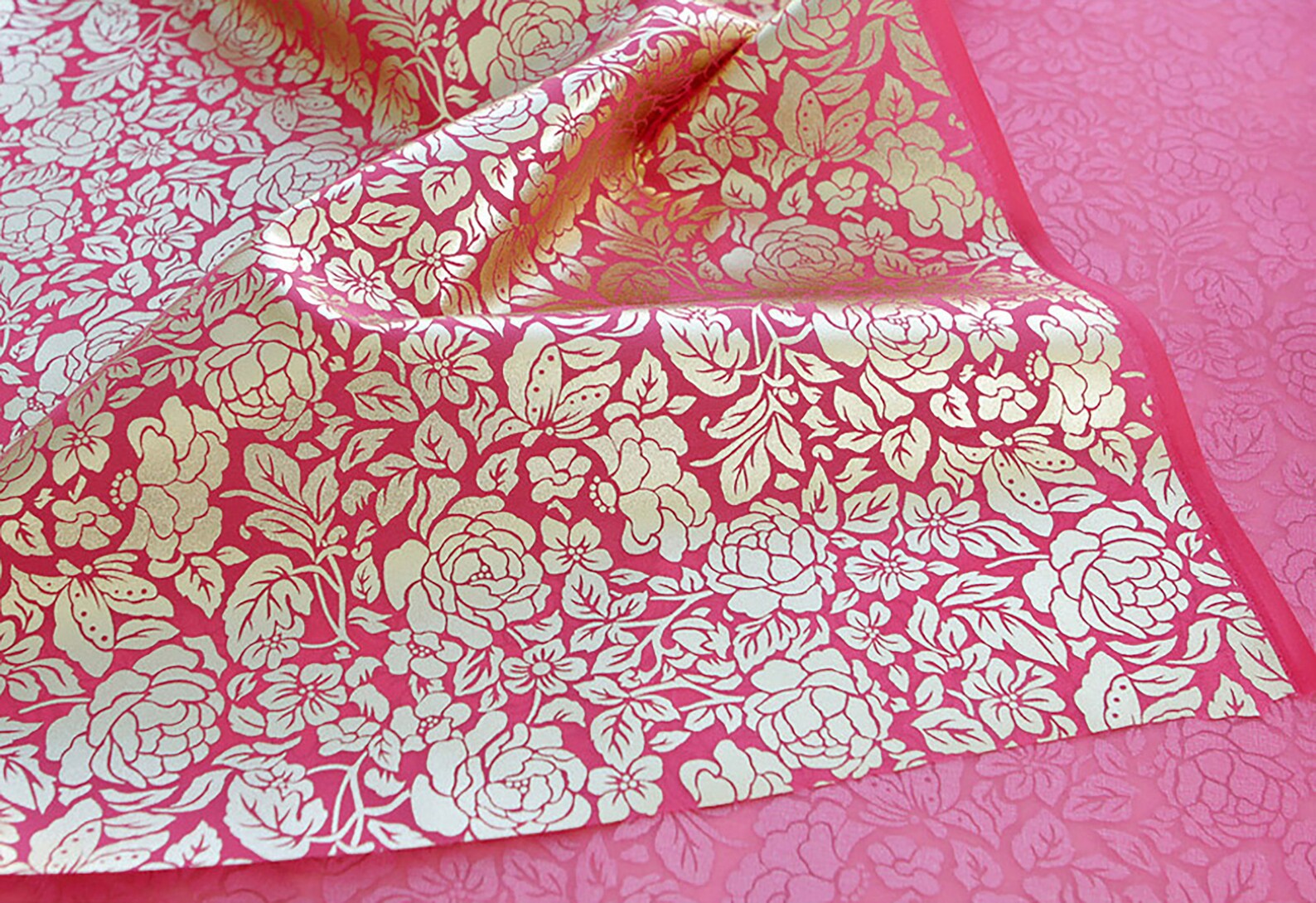 Golden Roses | Hanbok Fabric by the Yard Korean Silk Made in Korea 14 ...