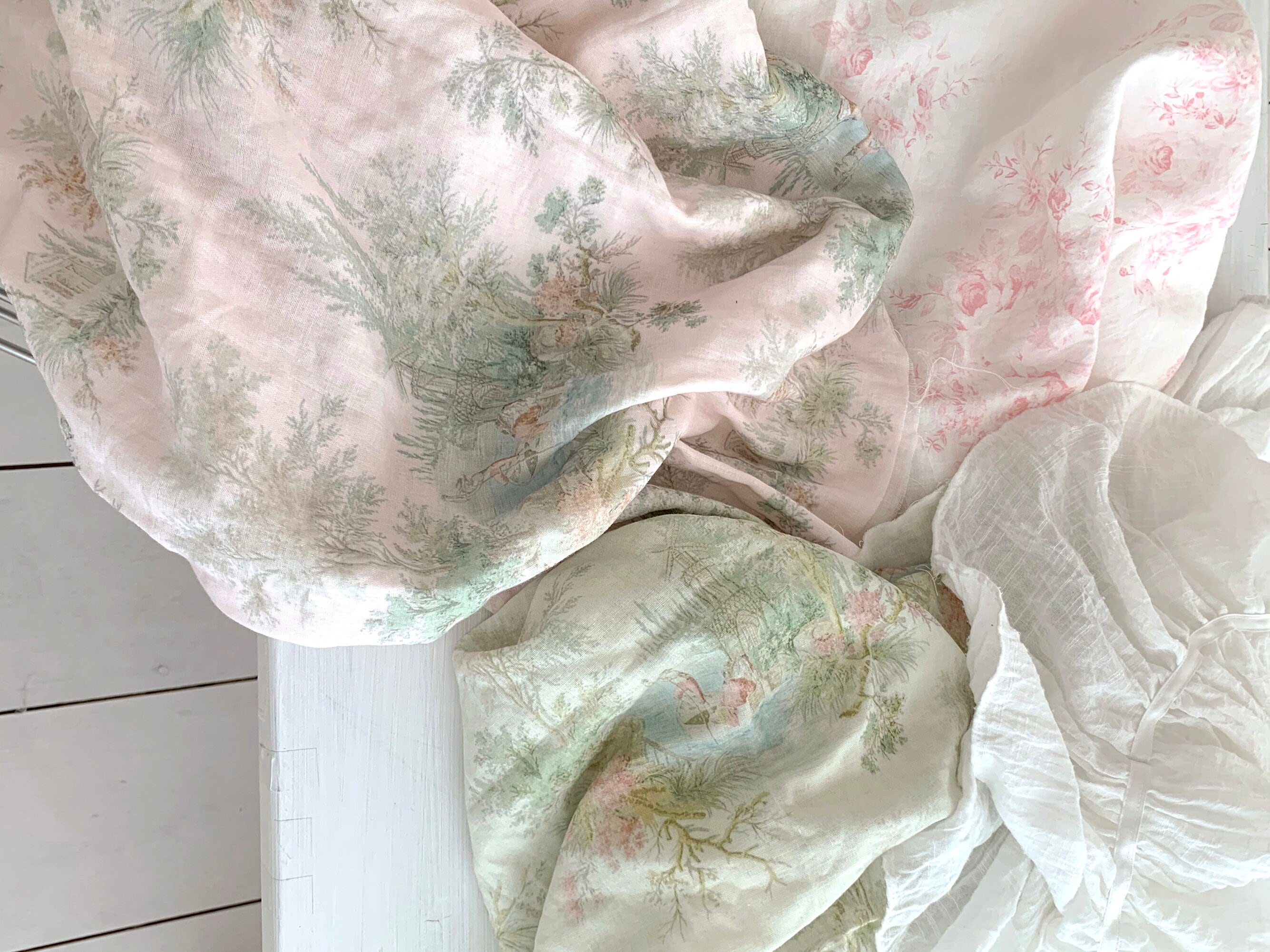 Giverny | Toile De Jouy Cotton Gauze by the Yard, 2 Colors, French ...