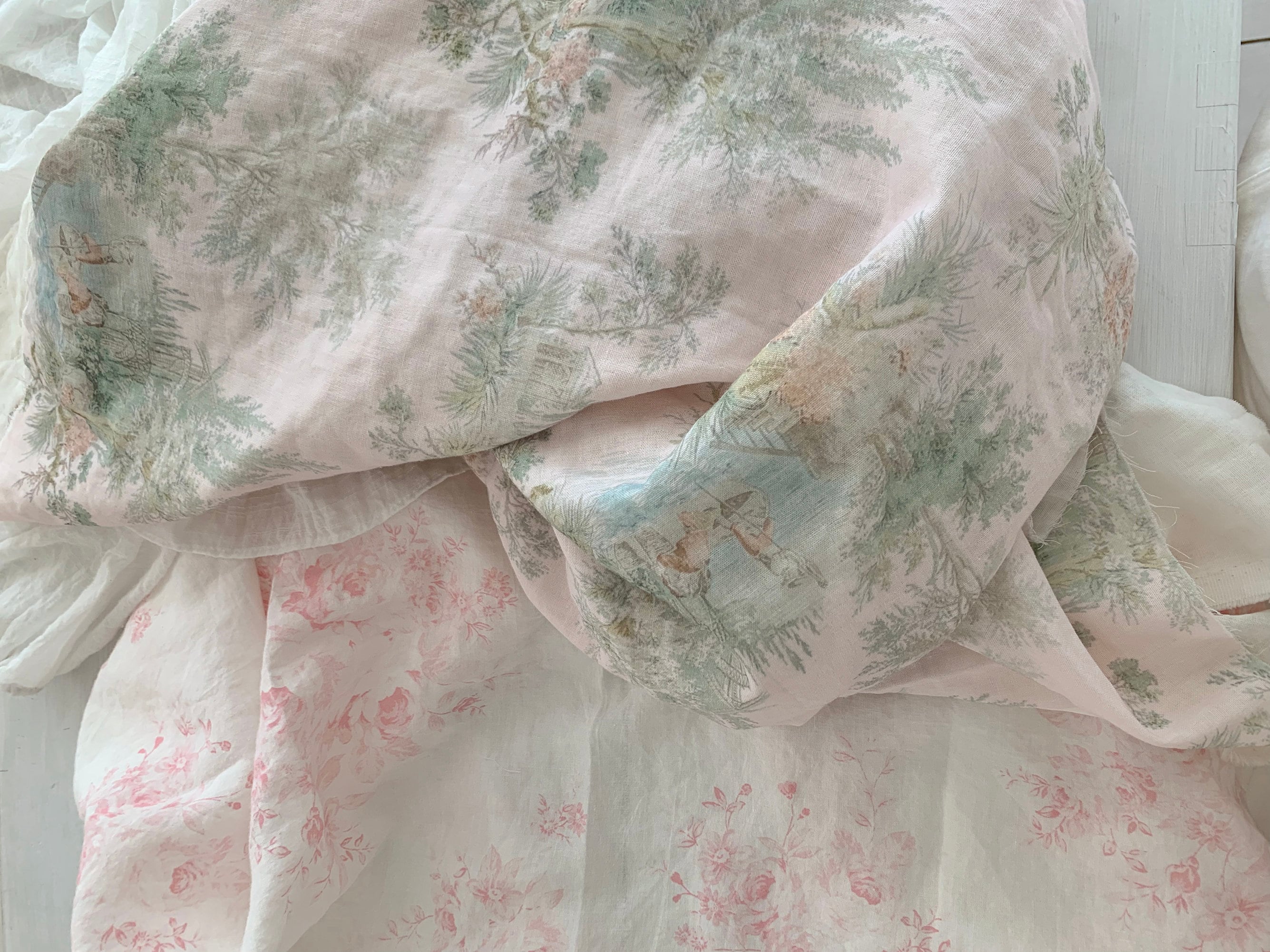 Giverny | Toile De Jouy Cotton Gauze by the Yard, 2 Colors, French ...