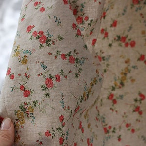 Mini Rose | Floral Cotton Linen by the Yard, 3 Colors, Made in Korea ...