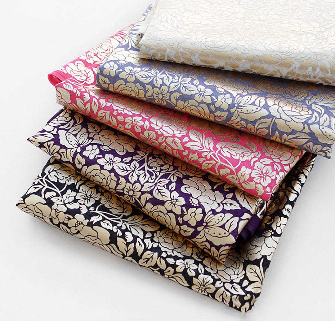 Golden Roses | Hanbok Fabric by the Yard Korean Silk Made in Korea 14 ...