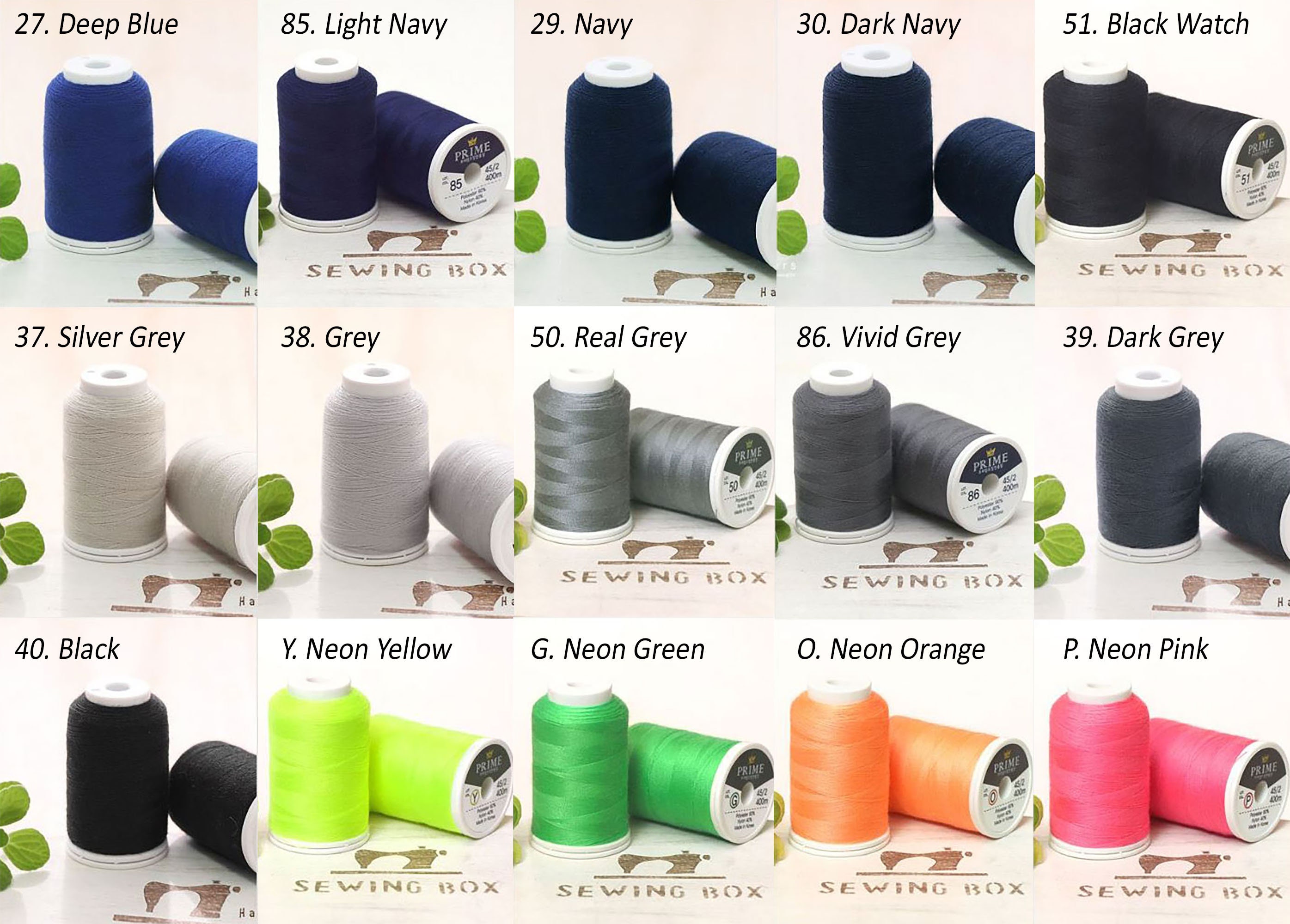 No. 46-90 of 90 Colors 45s/2 Prime Sewing Thread Polyester and | Etsy