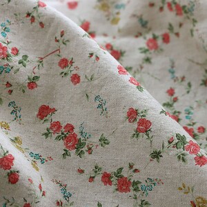 Mini Rose | Floral Cotton Linen by the Yard, 3 Colors, Made in Korea ...