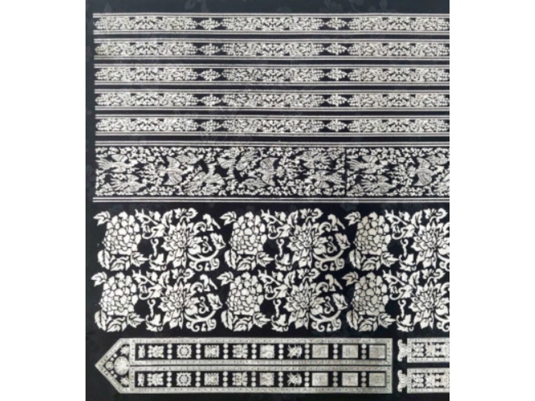 Arabesque Pattern, Phoenix for Daenggi, Silver Metallic Foil Heat ...