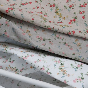 Mini Rose | Floral Cotton Linen by the Yard, 3 Colors, Made in Korea ...
