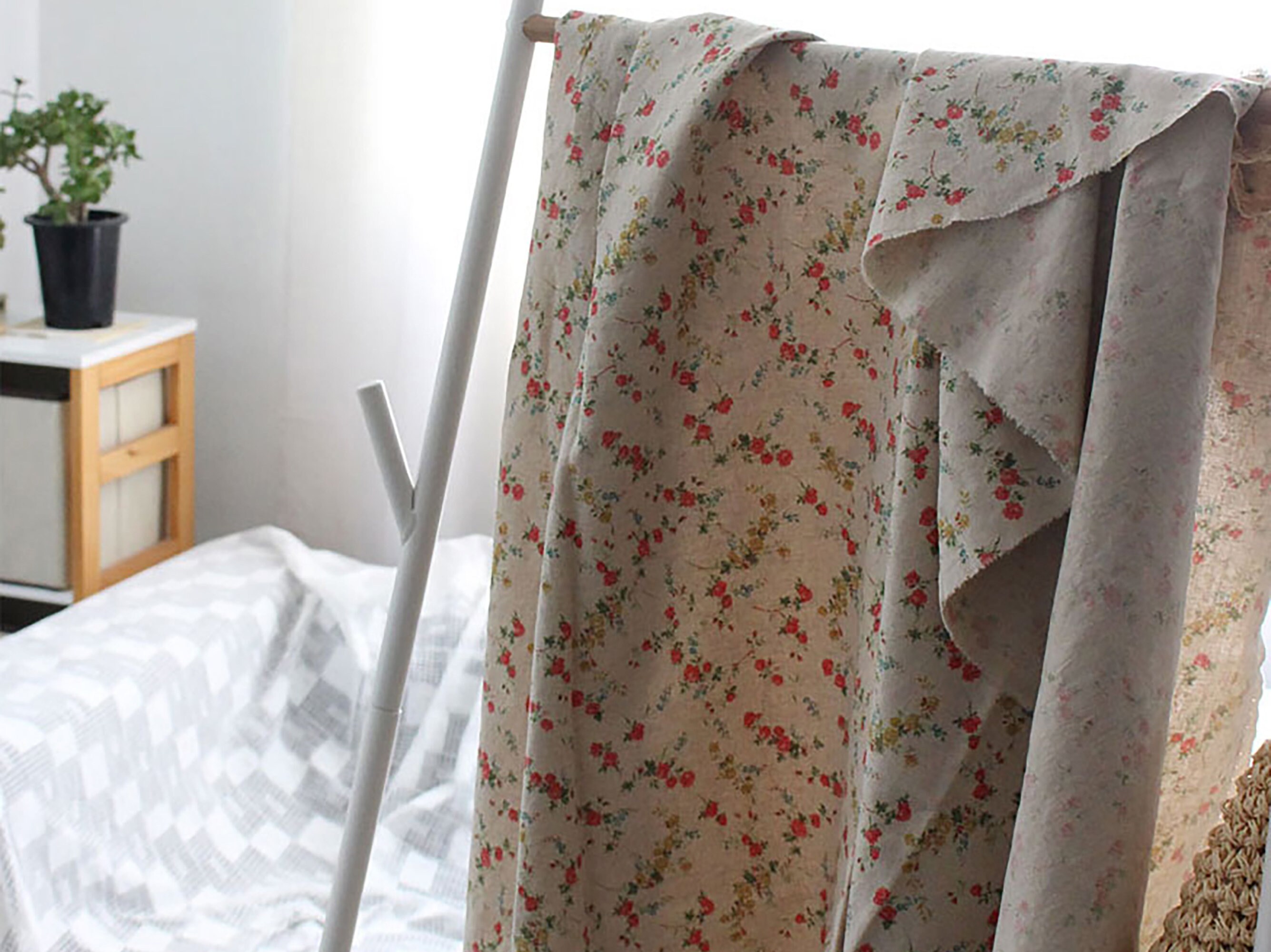 Mini Rose | Floral Cotton Linen by the Yard, 3 Colors, Made in Korea ...