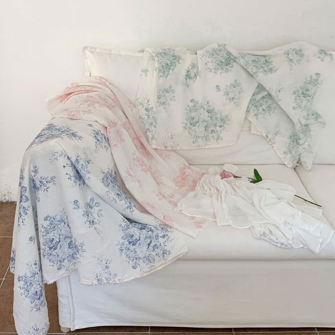 Rose Floral Linen by the Yard 3 Colors Made in Korea Premium Wide Pure ...