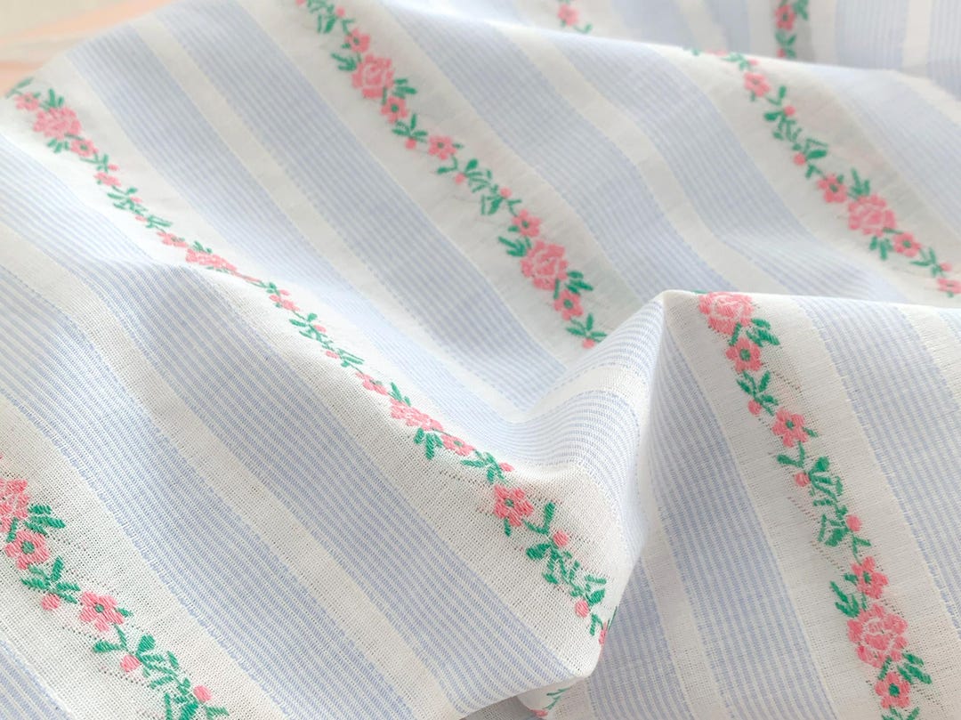 Chouchou French | Embroidered Flower Fabric, Cotton Blend by the Yard ...
