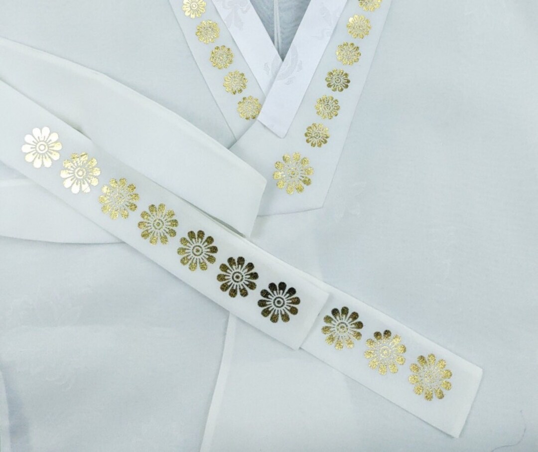 Plum Blossoms Medium, Gold Metallic Foil Heat Transfer Vinyl for Hanbok ...