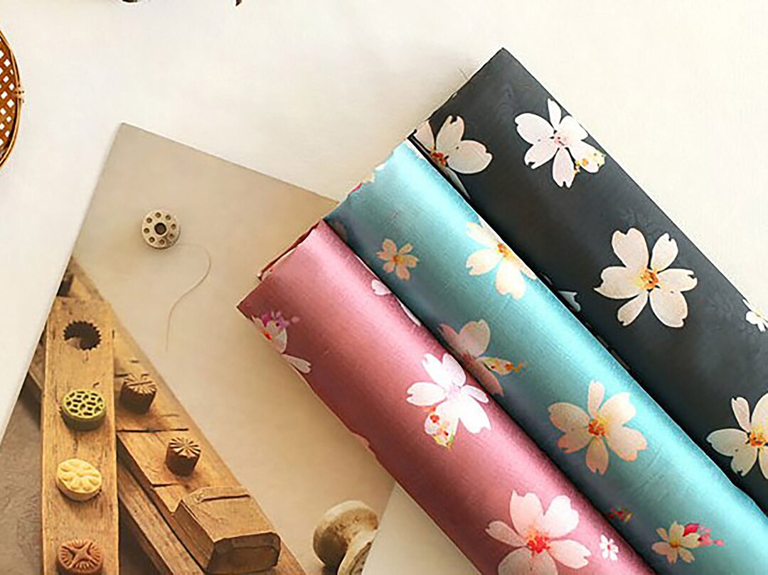 Spring Flower | 3 Colors Gradation Floral Korean Silk by the Yard Made ...