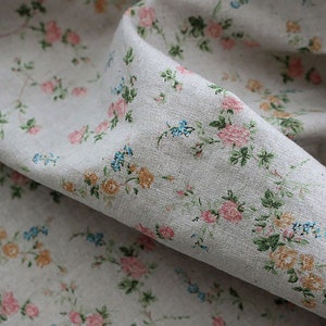 Mini Rose | Floral Cotton Linen by the Yard, 3 Colors, Made in Korea ...