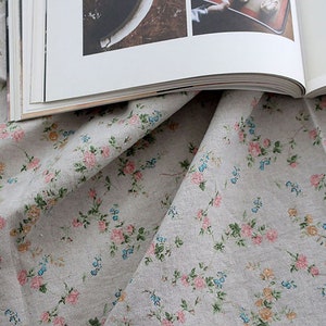 Mini Rose | Floral Cotton Linen by the Yard, 3 Colors, Made in Korea ...