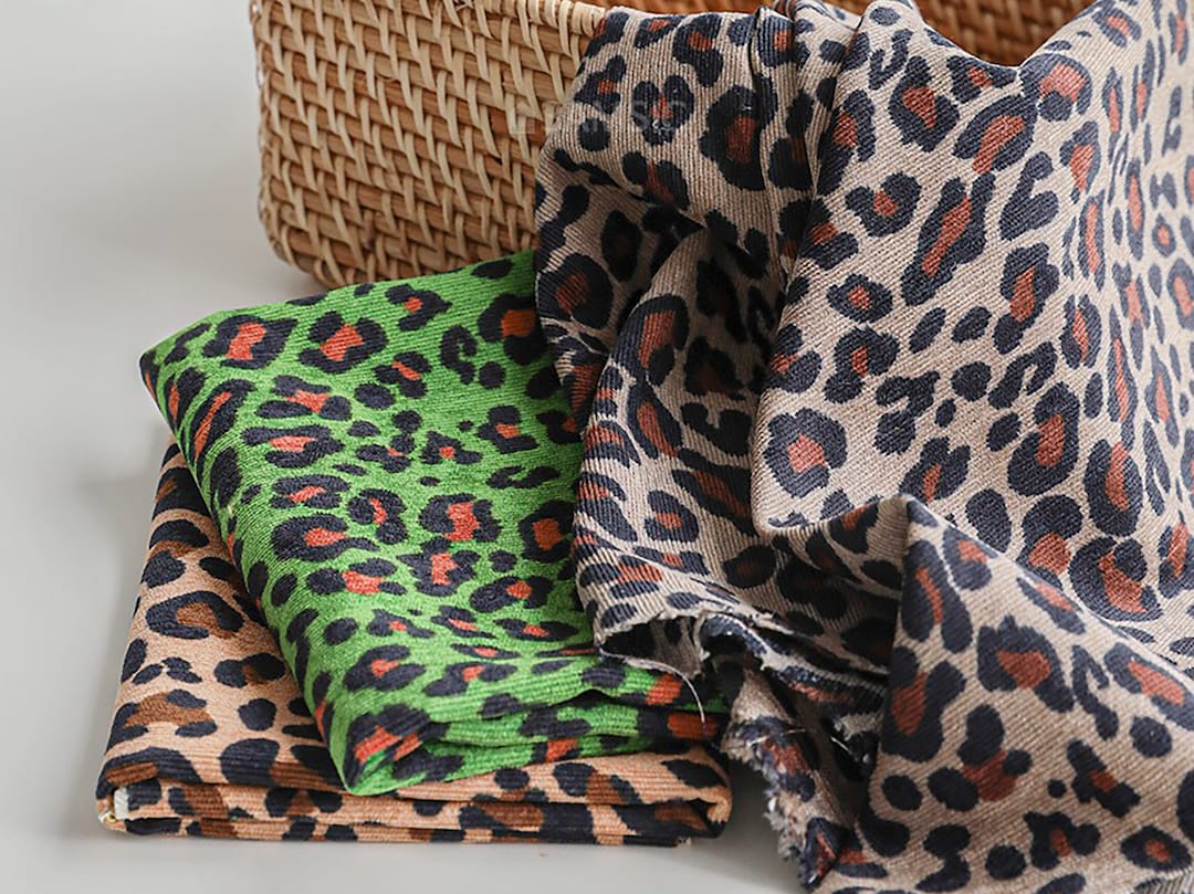 Woody Leopard | 21 Wale Leopard Corduroy Fabric by the Yard 3 Colors ...
