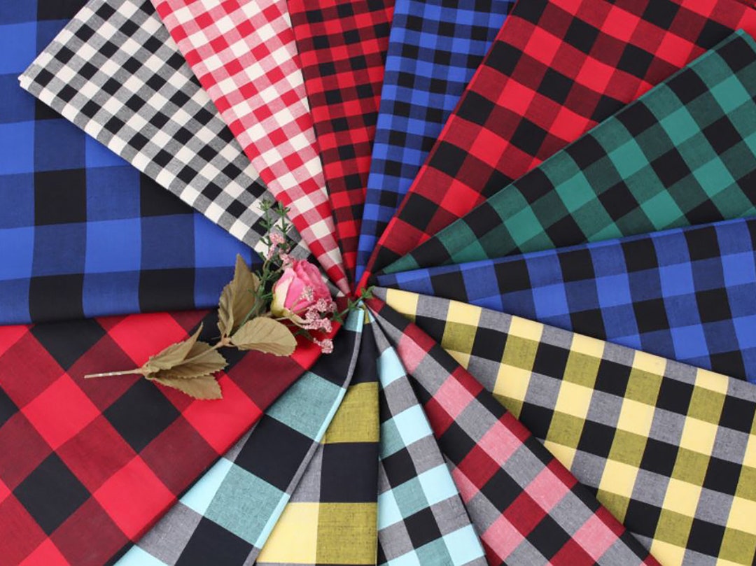 Andy Gingham Check | Cotton by the Yard 14 Colors Made in Korea Yarn ...