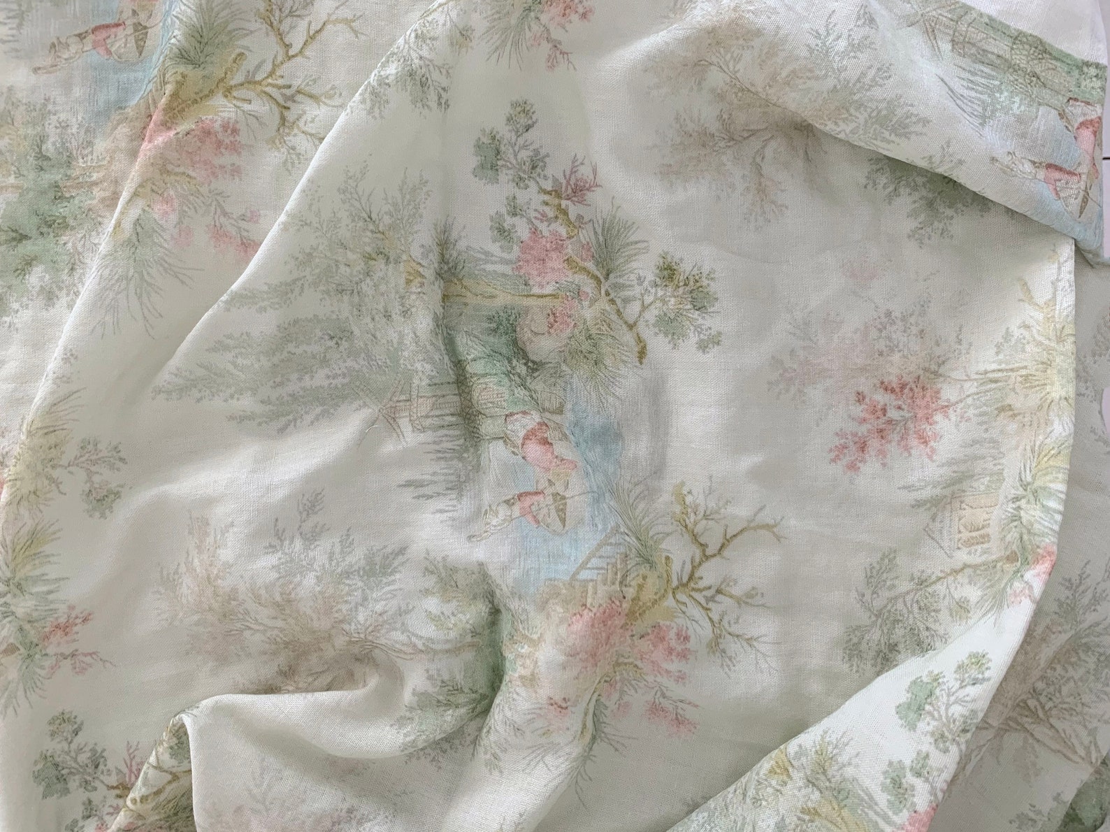 Giverny | Toile De Jouy Cotton Gauze by the Yard, 2 Colors, French ...