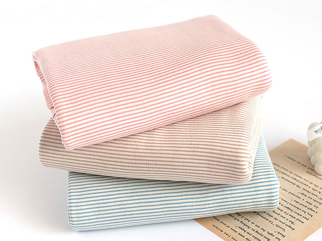 Mellow | 3mm Stripe Organic Cotton Knit by the Yard 3 Colors Double ...