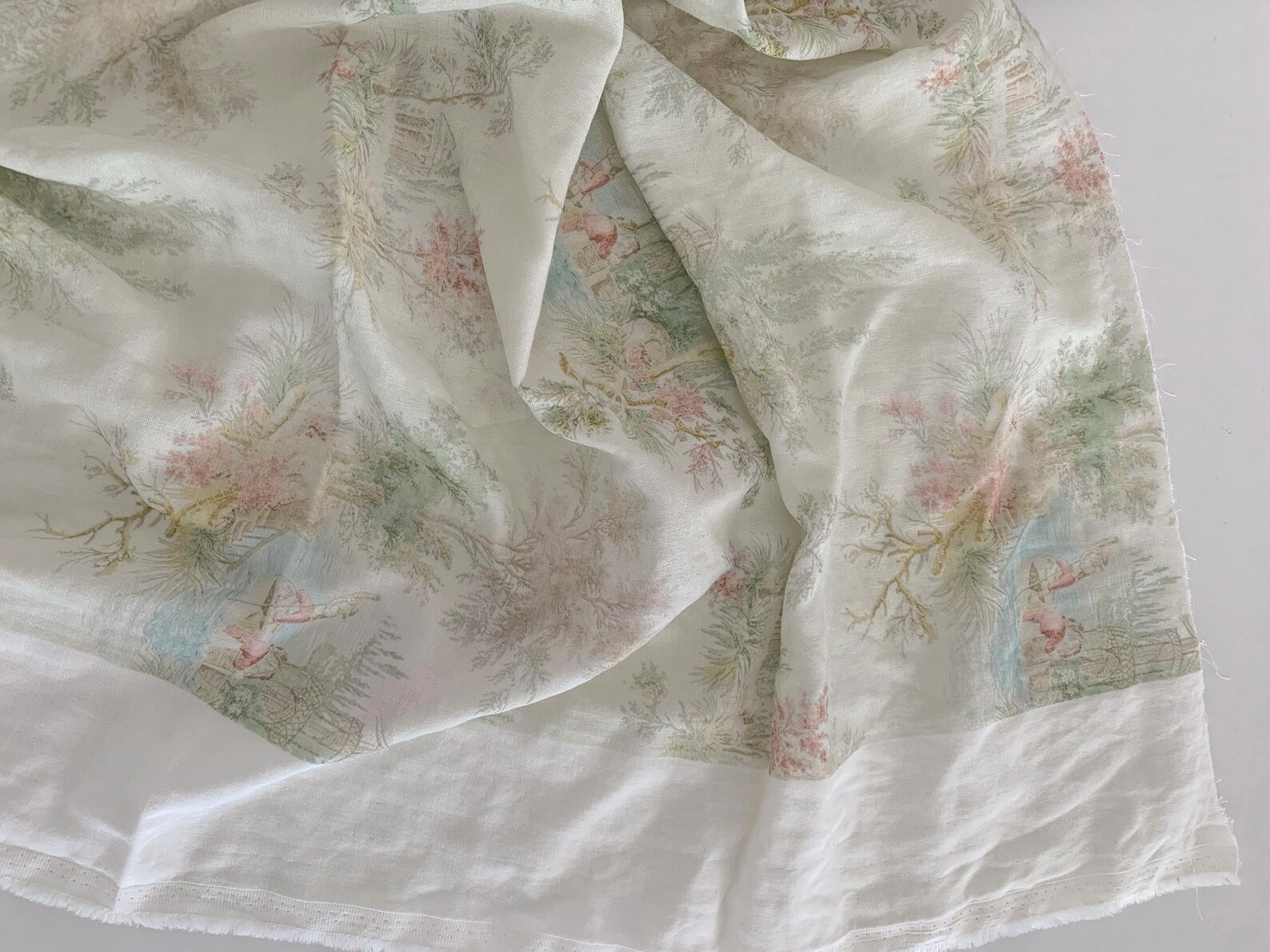 Giverny | Toile De Jouy Cotton Gauze by the Yard, 2 Colors, French ...