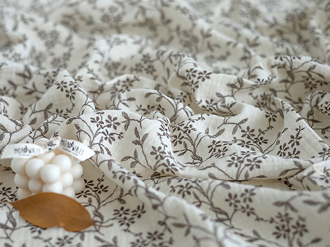 Grace | Floral Double Gauze by the Yard Vintage Flower Printed Cotton ...