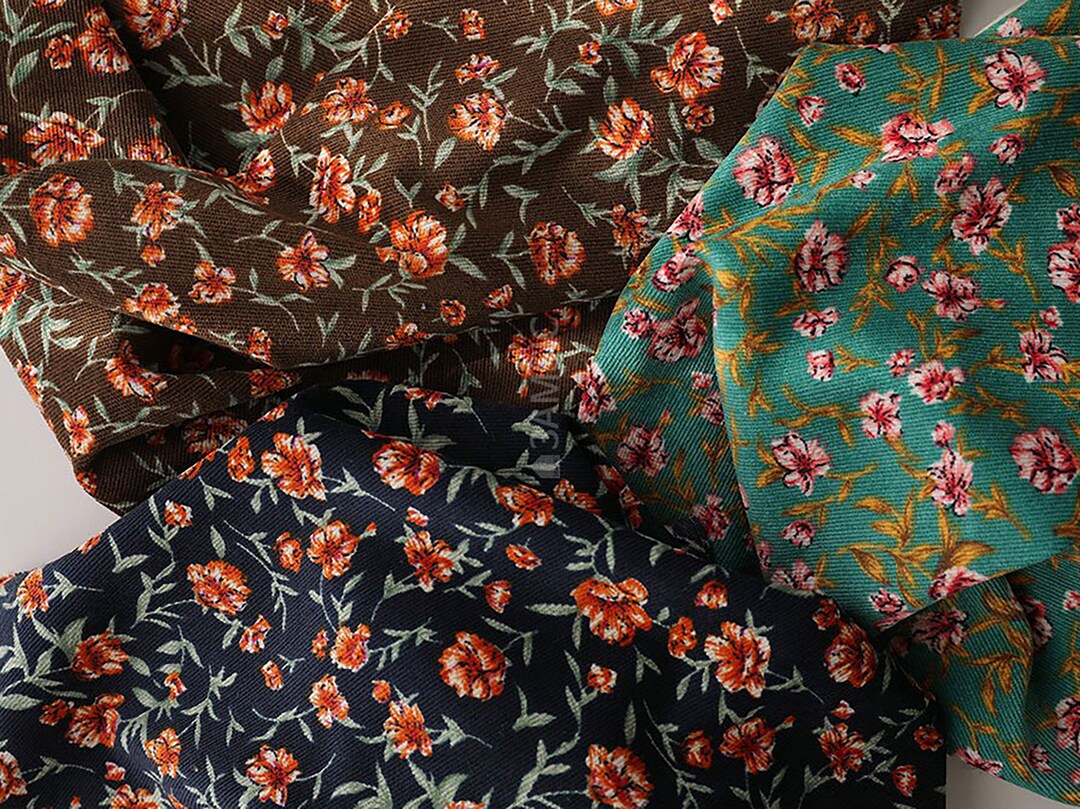 Glim Flower | 21wale Corduroy Fabric by the Yard 3colors Polyester ...