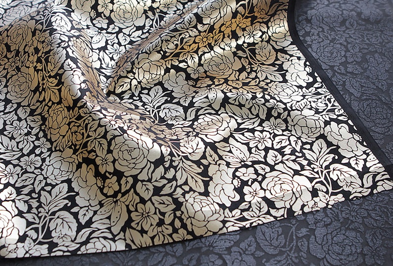 Golden Roses | Hanbok Fabric by the Yard Korean Silk Made in Korea 14 ...