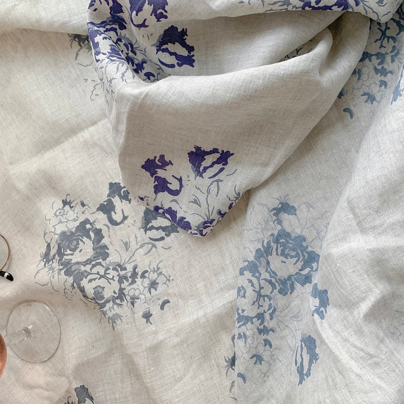 Floral Linen Fabric - Etsy
