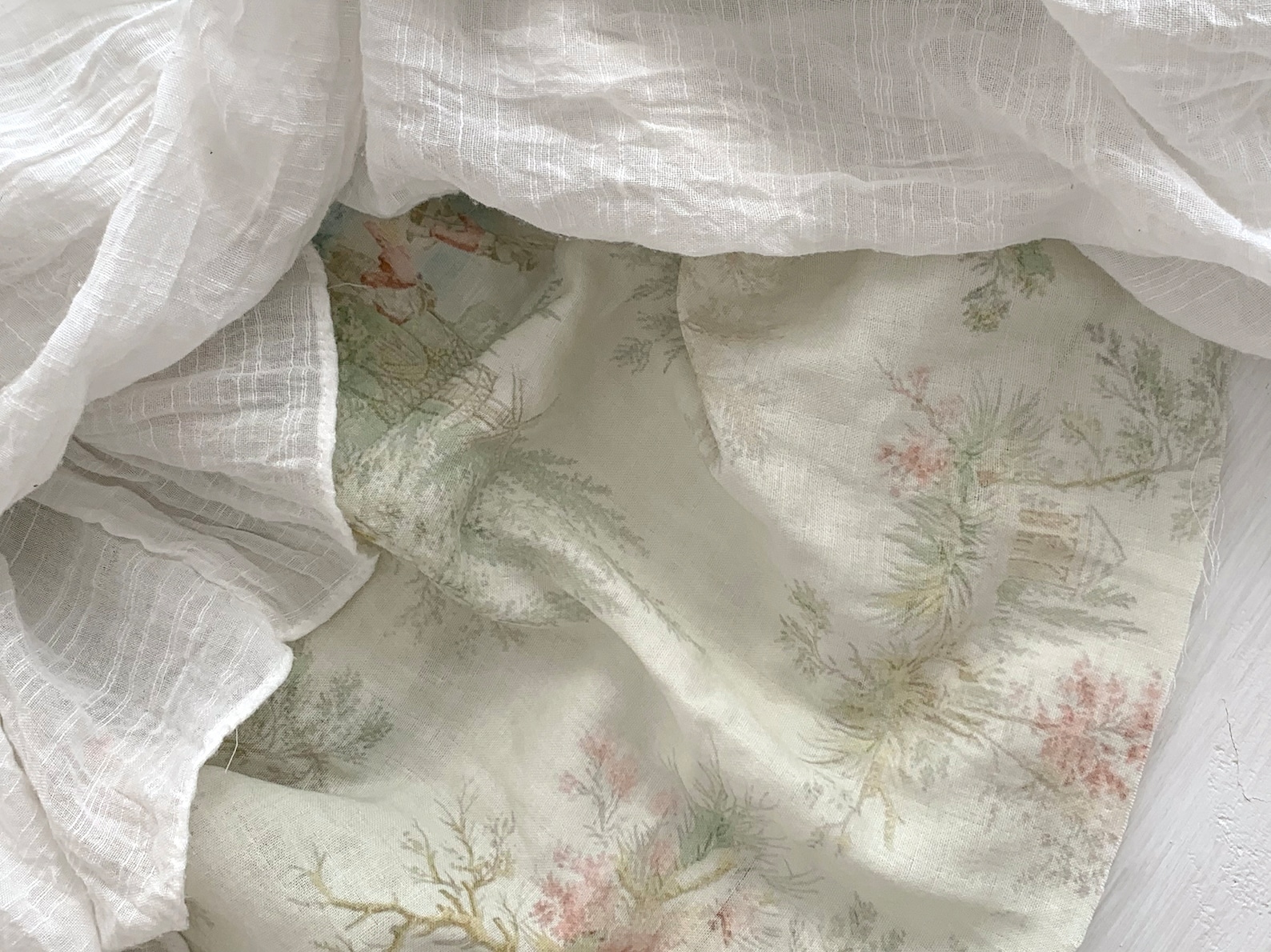 Giverny | Toile De Jouy Cotton Gauze by the Yard, 2 Colors, French ...