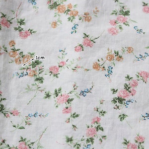 Mini Rose | Floral Cotton Linen by the Yard, 3 Colors, Made in Korea ...