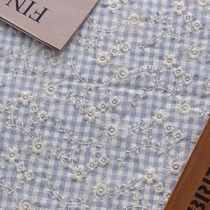 Ellena Flowers | Floral Emboridered Fabric by the Yard, Floral Border ...