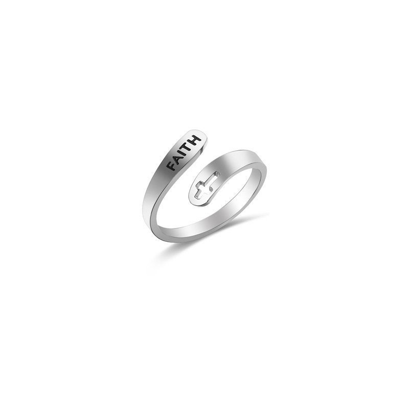 Faith Ring With Cross Steel Christian Ring for Man and Woman - Etsy