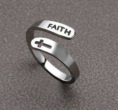 Faith Ring With Cross Steel Christian Ring for Man and Woman - Etsy