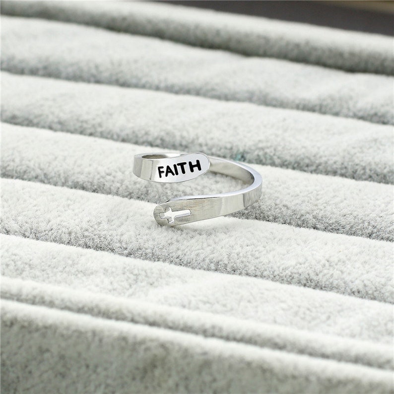 Faith Ring With Cross Steel Christian Ring for Man and Woman - Etsy
